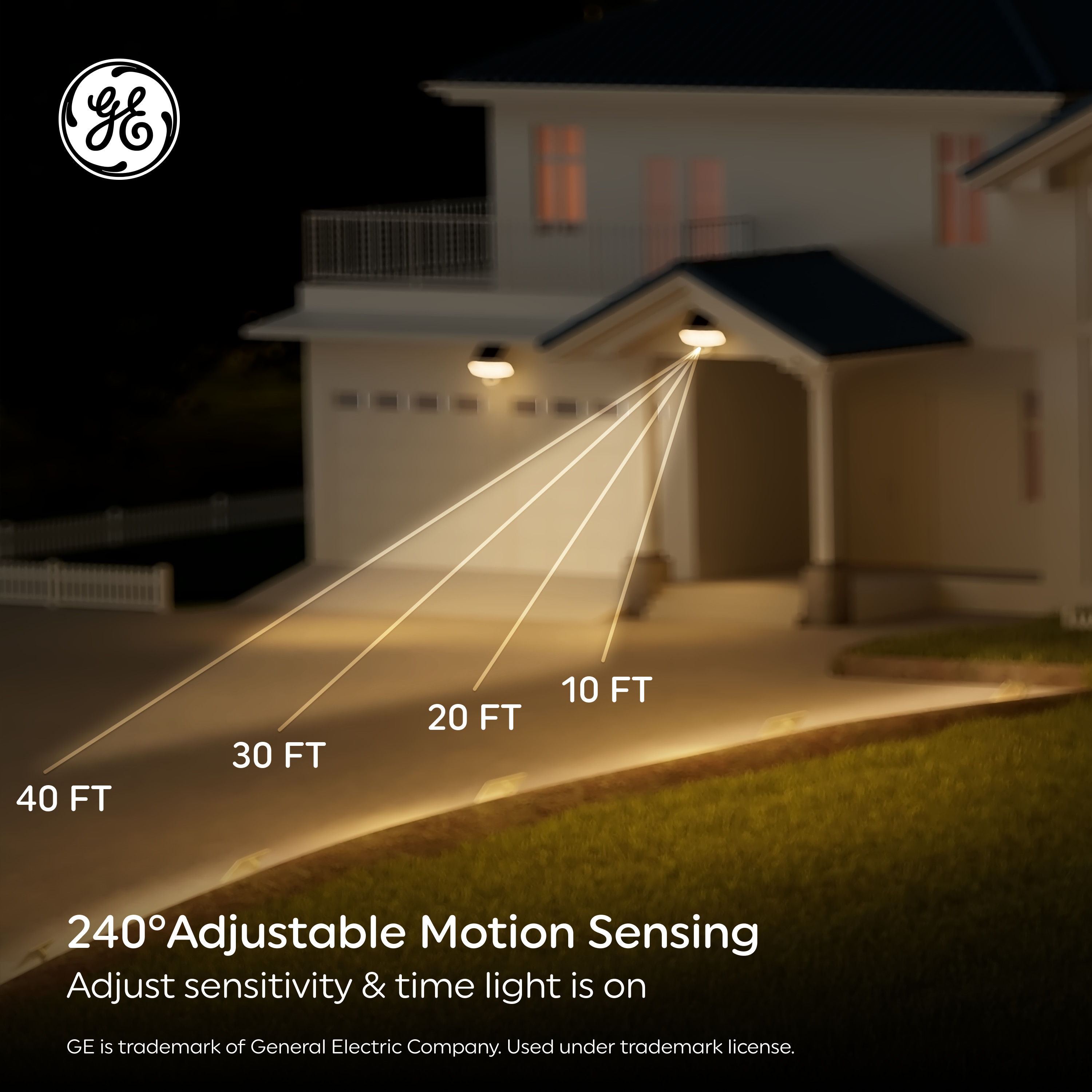 GE Outdoor Security Floodlights, Adjustable Head, Motion & Dusk to Daw