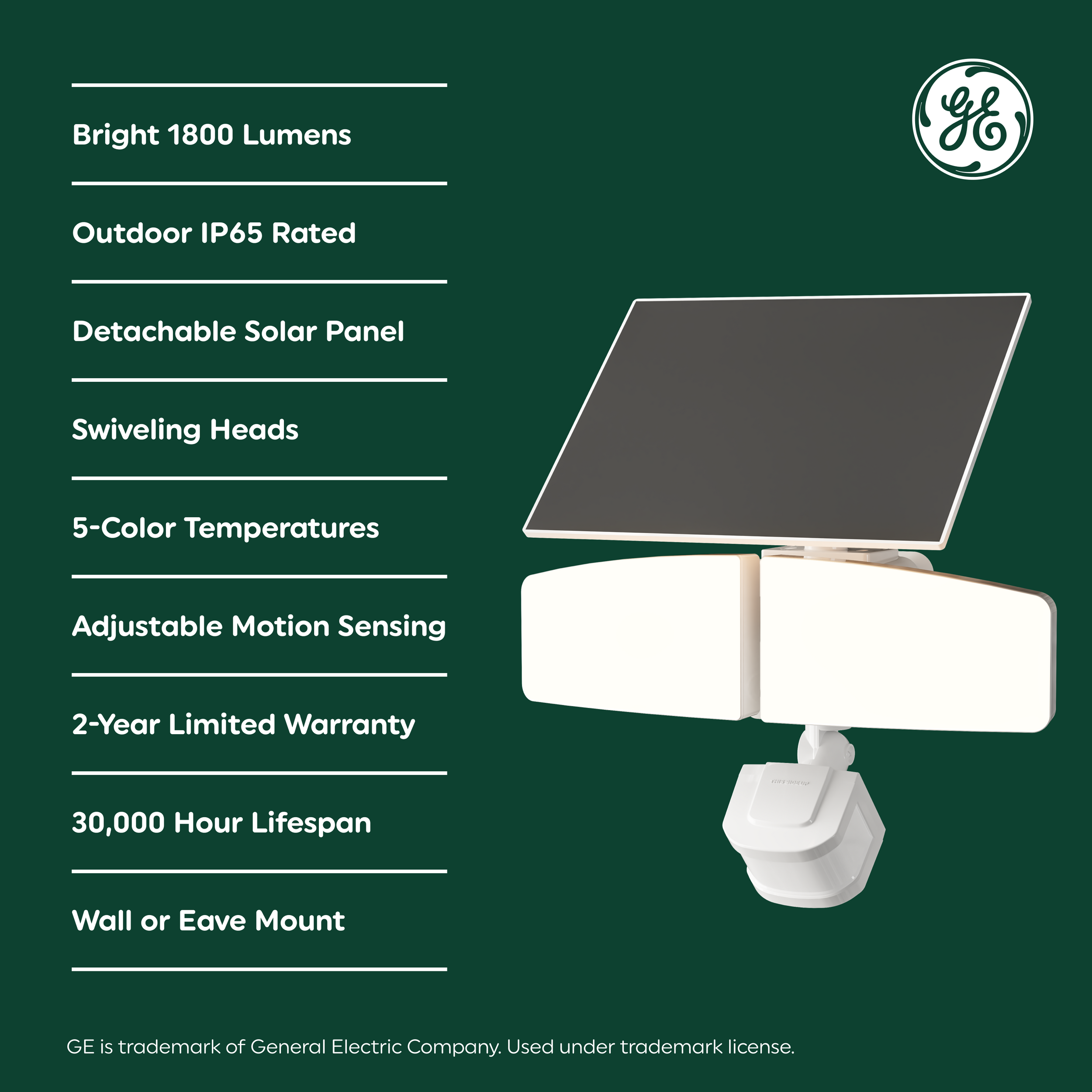 GE Outdoor Security Floodlights, Adjustable Head, Motion & Dusk to Daw