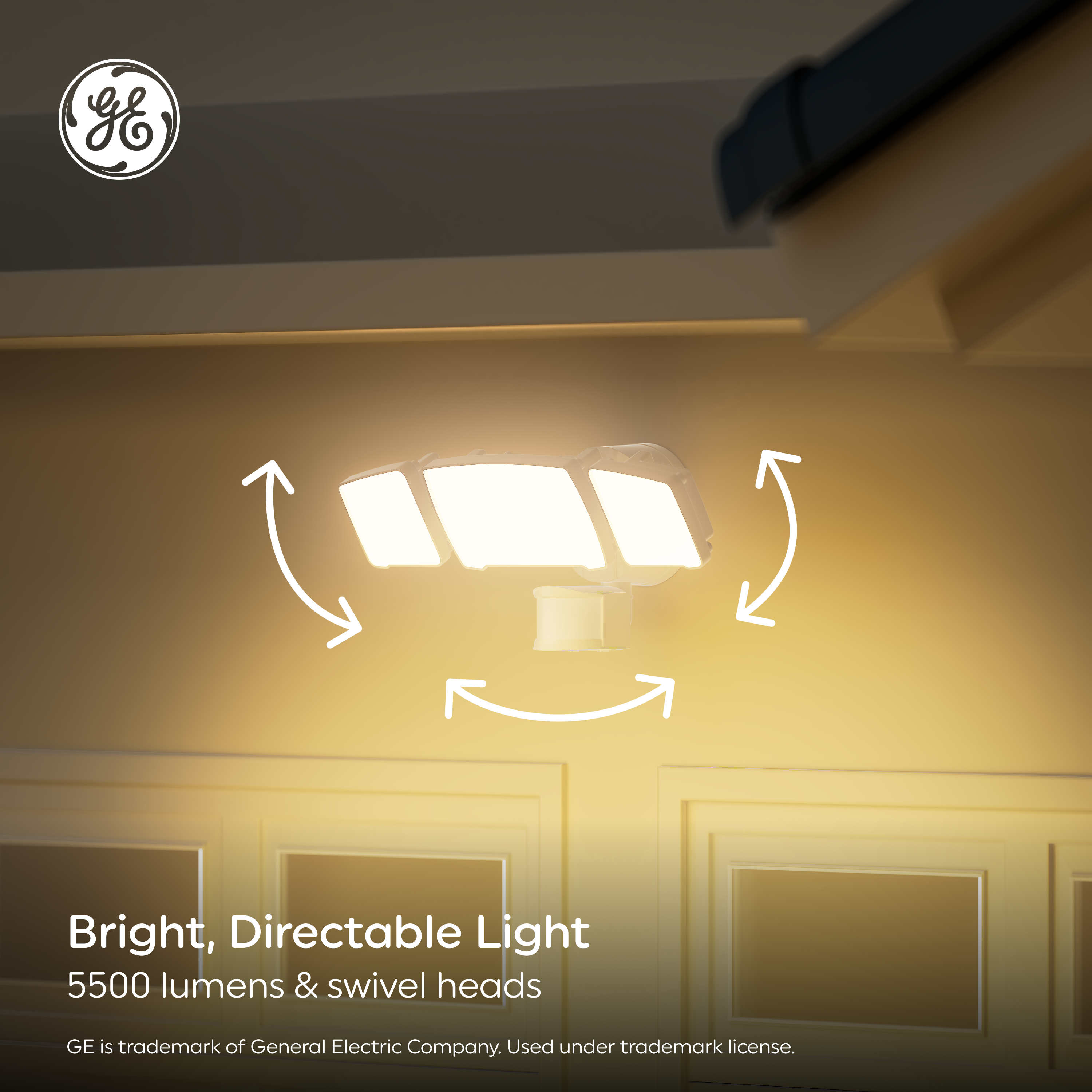 GE Outdoor Security Floodlights, Adjustable Head, Motion & Dusk to Daw