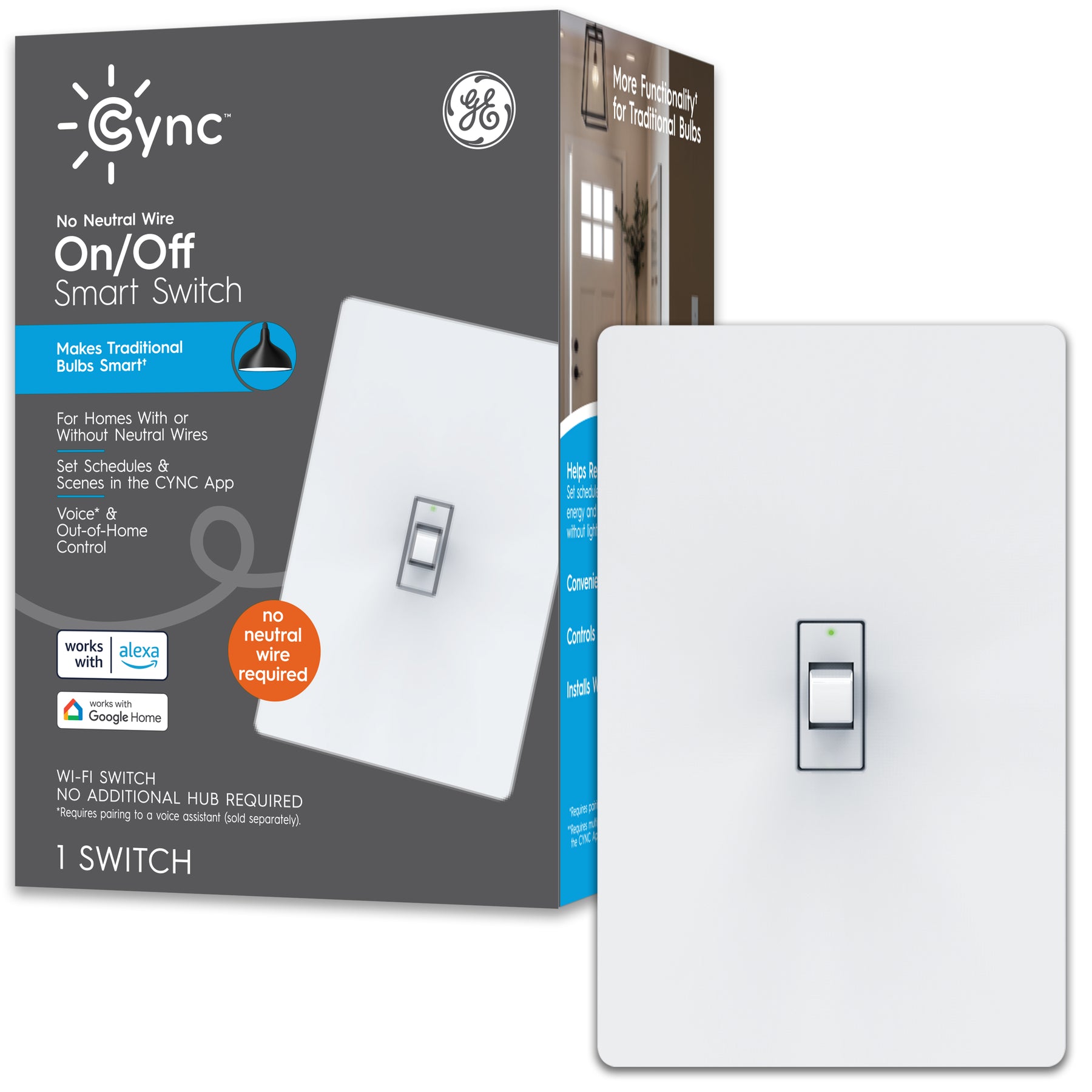 GE Cync Smart Switch, No Neutral Wire Required| GE Lighting Store