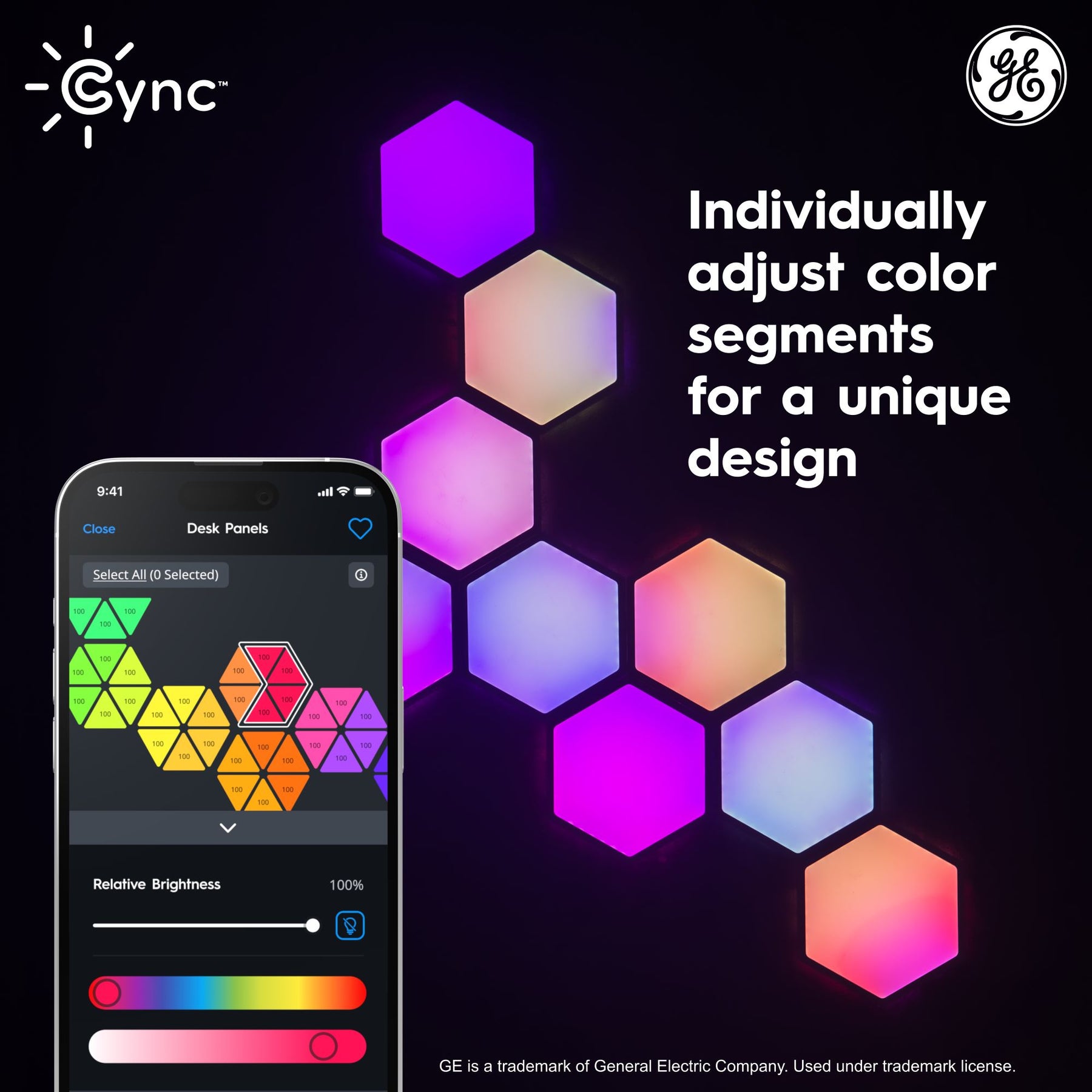 Cync Dynamic Effects Smart LED Hexagon Panels - Color Changing | GE ...