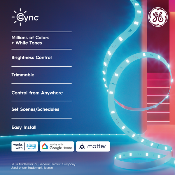 Cync Color Changing Smart LED Light Strip - Matter Compatible | GE ...