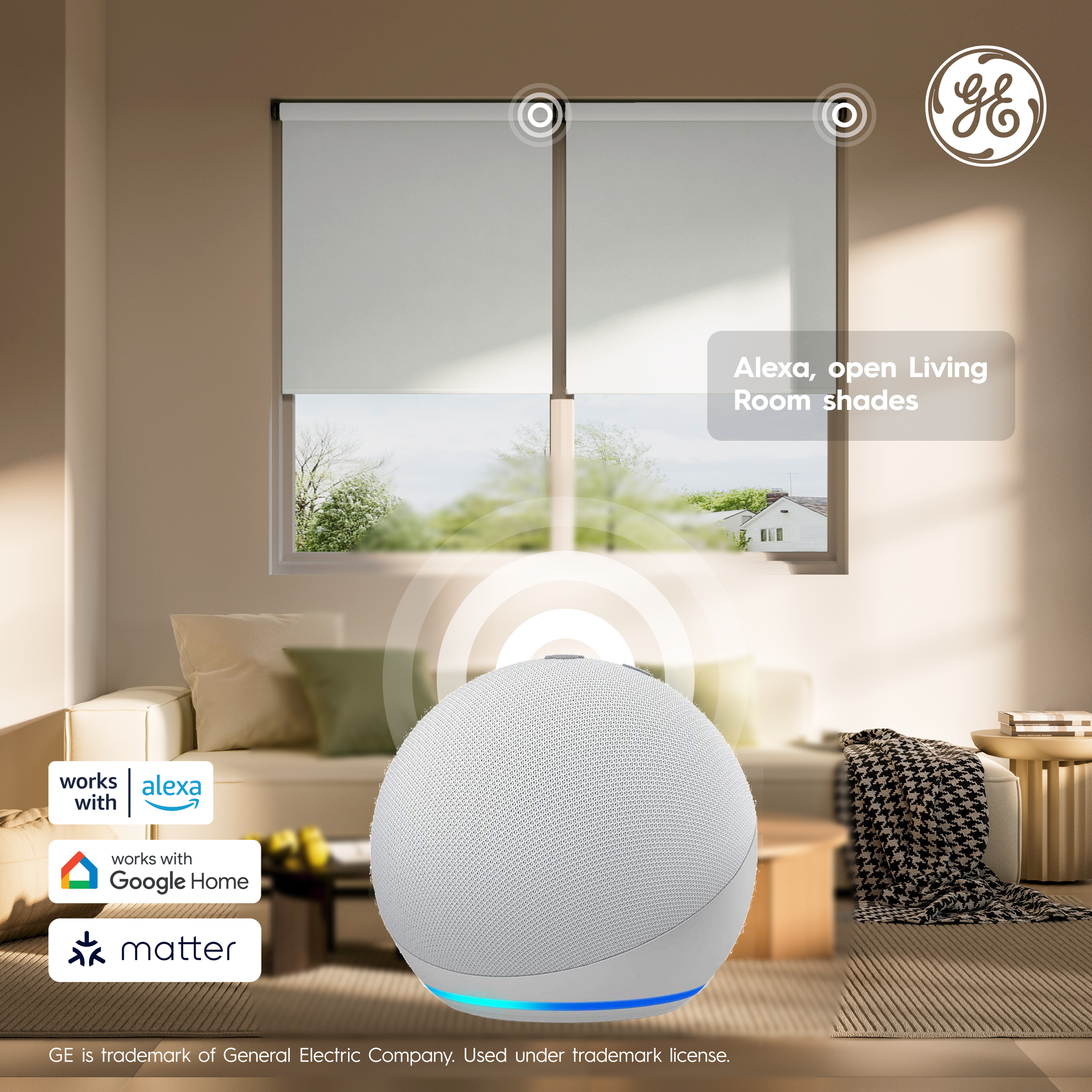 GE Smart Shade, Motorized Window Blind with Matter & Remote Control, T