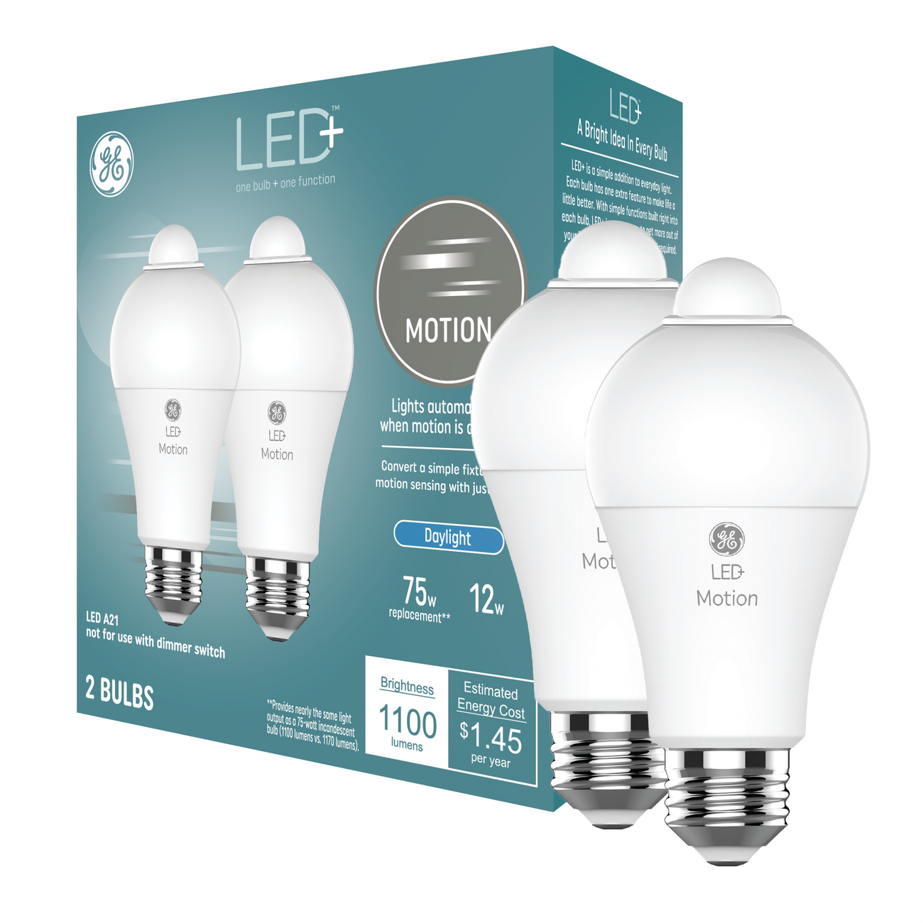 GE LED+ Motion Sensor LED Security Light Bulbs