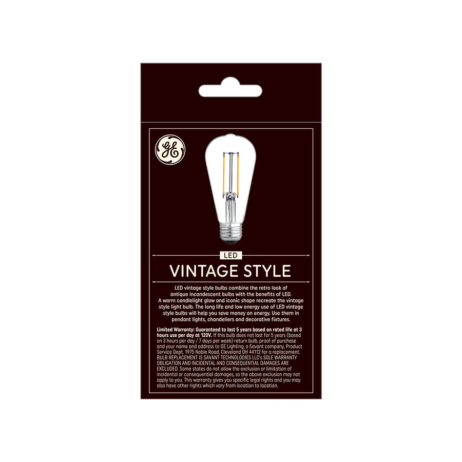 GE Vintage Style LED, Clear Glass, 60 Watt Replacement, ST19 Edison St