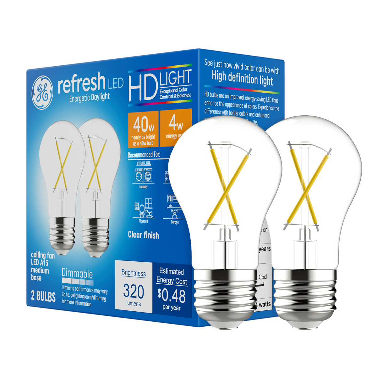 GE Refresh HD LED Daylight Ceiling Fan Bulbs