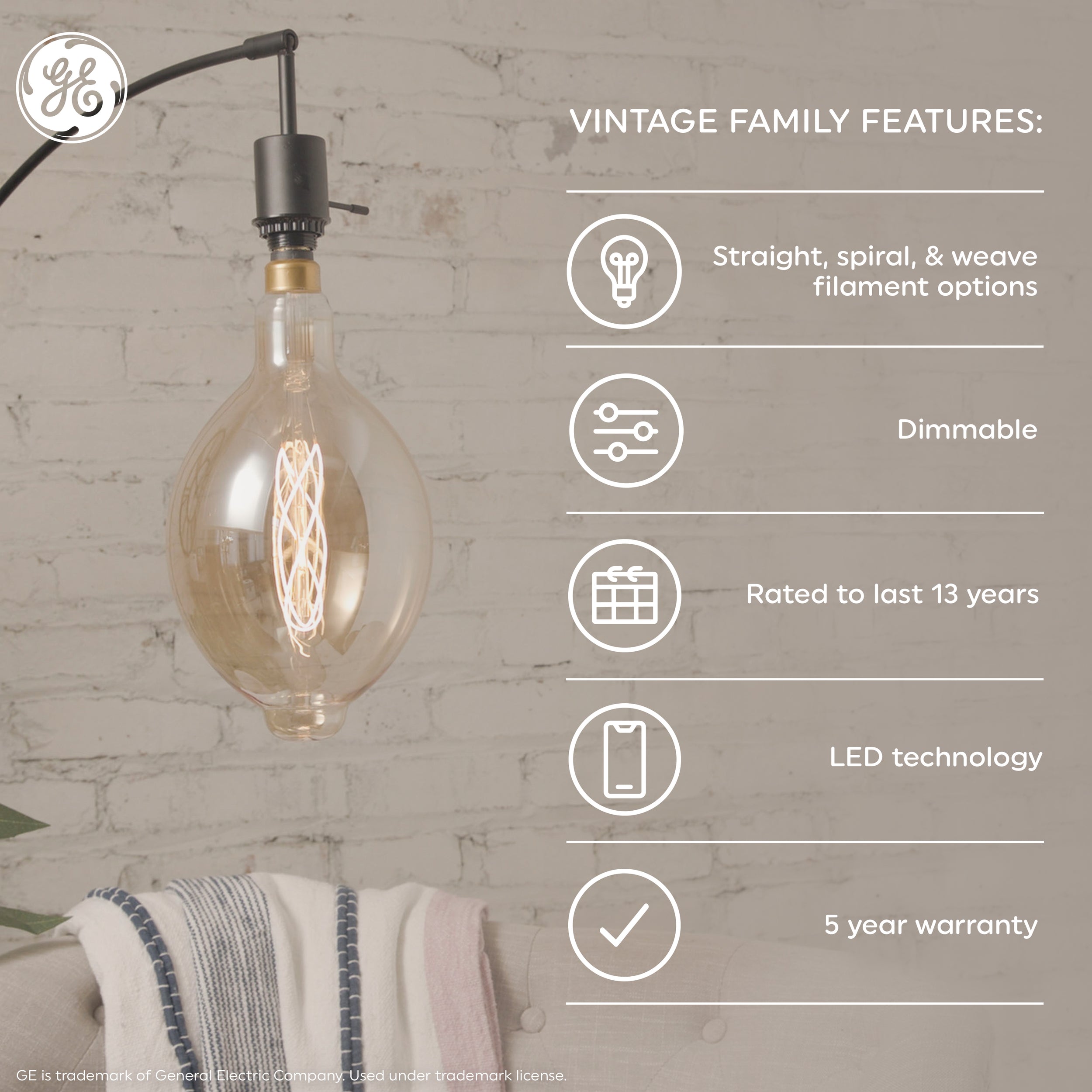 GE Vintage Style LED, Clear Glass, 60 Watt Replacement, ST19 Edison St