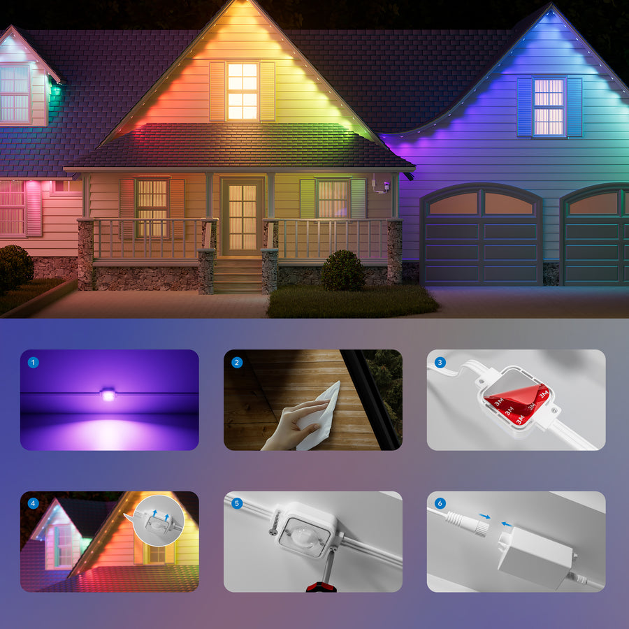 GE Cync Dynamic Effects Outdoor Smart Eave Lights, Color Changing Perm