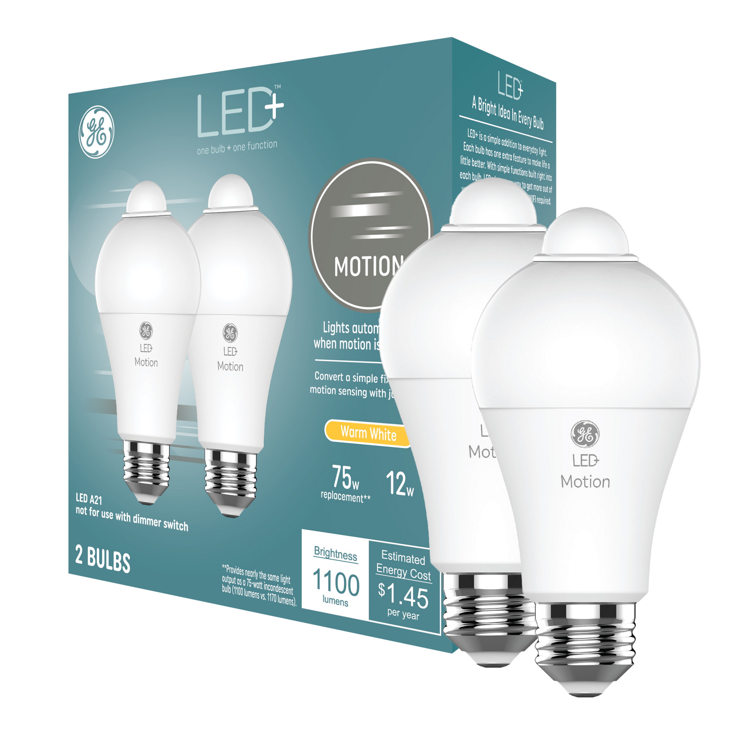 GE LED+ Motion Sensor LED Security Light Bulbs